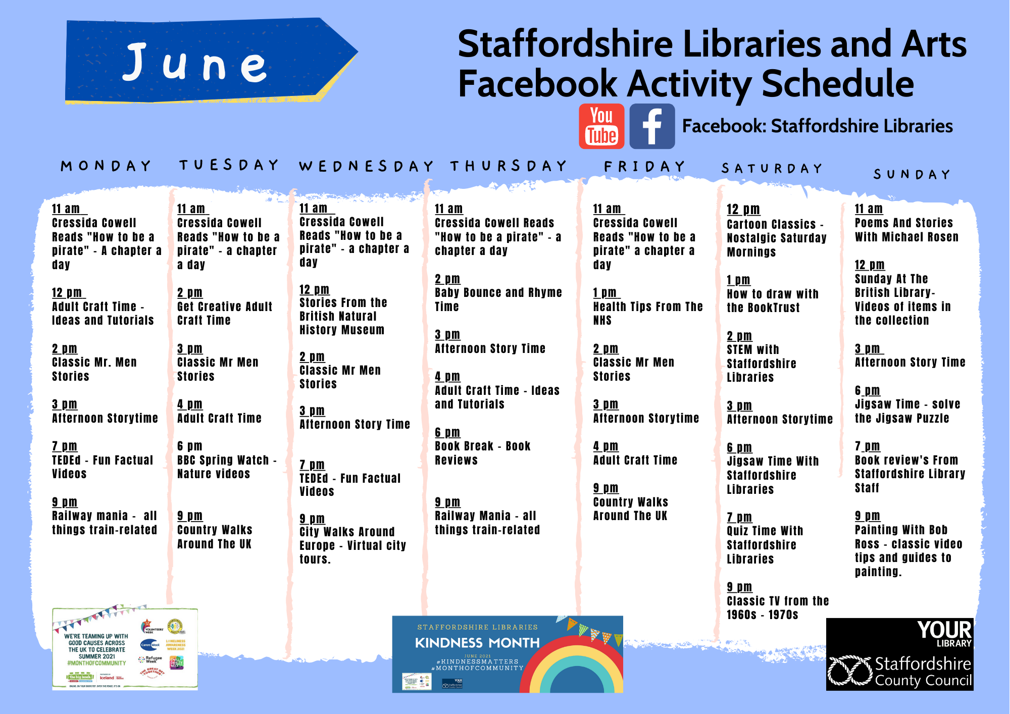 Staffordshire Libraries – June Facebook Events – Kidsgrove Town Council